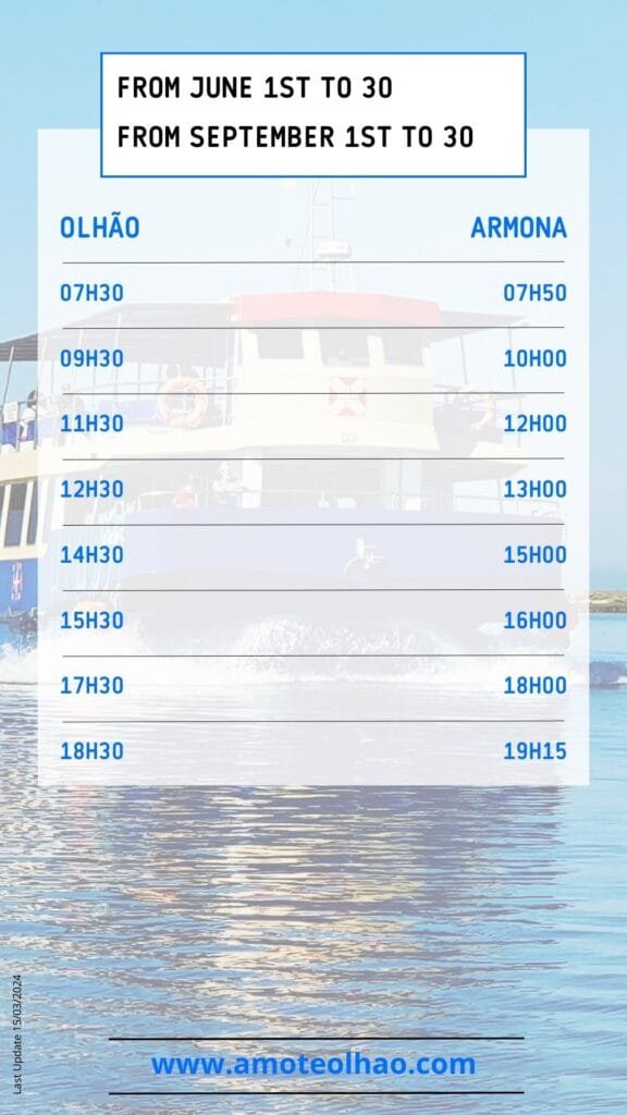 Olhão Ferry Timetables : Armona, Culatra, and Farol Island Routes - Amo ...