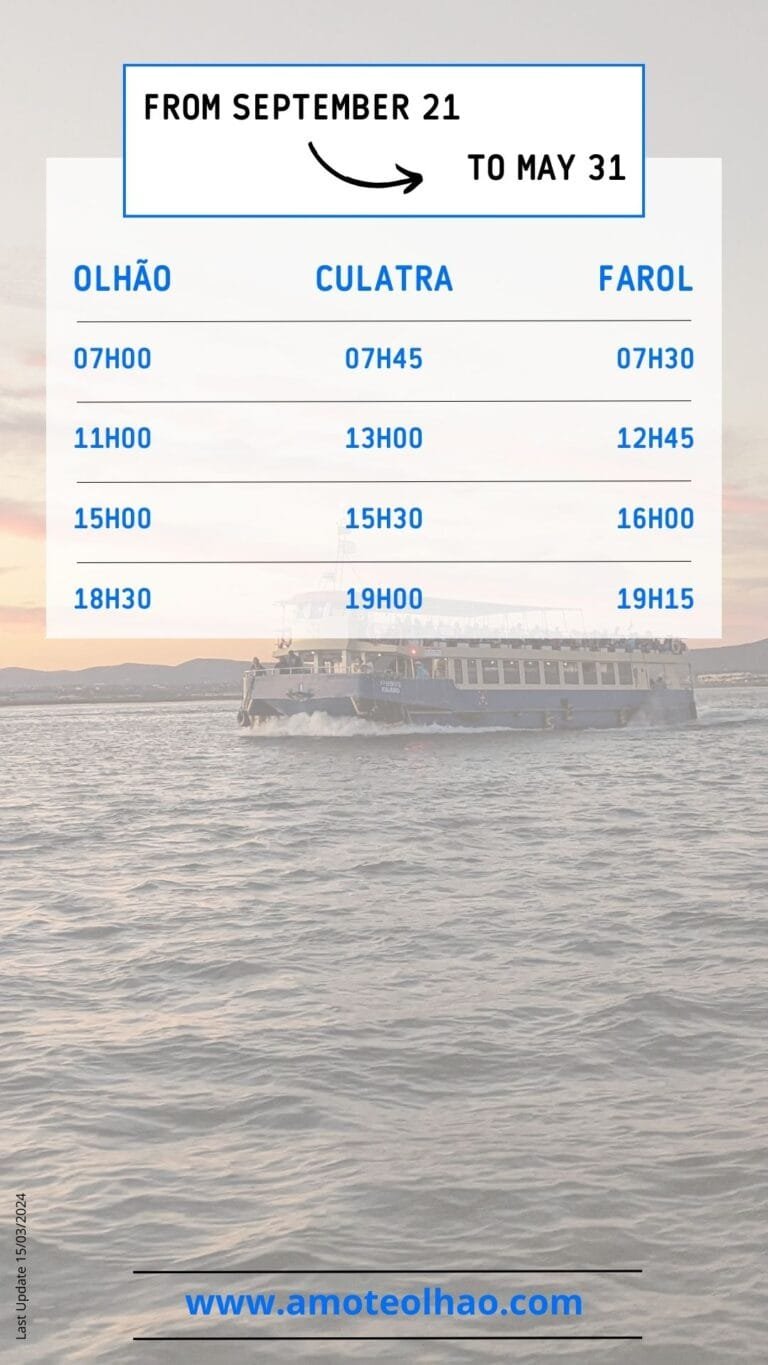Olhão Ferry Timetables : Armona, Culatra, and Farol Island Routes - Amo ...