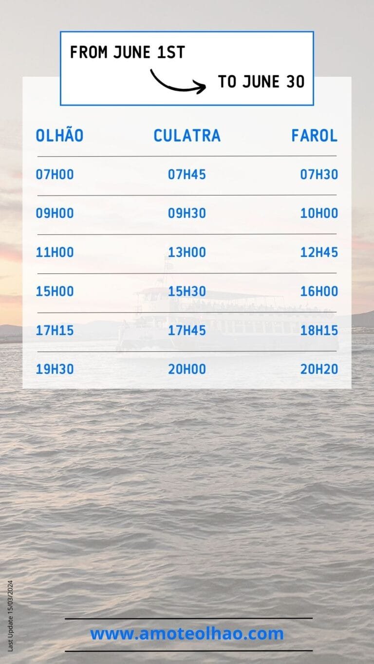 Olhão Ferry Timetables : Armona, Culatra, and Farol Island Routes - Amo ...